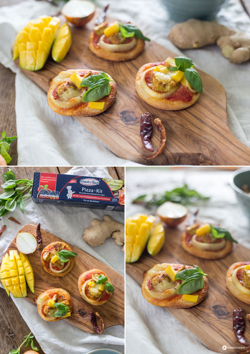 Tandoori Chicken Pizza Taler mit Mango und Chili - Pizza Idee - Rezept