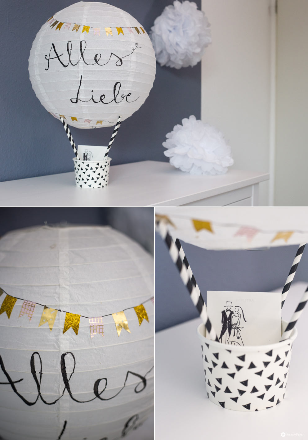 DIY Geschenkidee Hochzeit Heißluftballon Geldgeschenk basteln